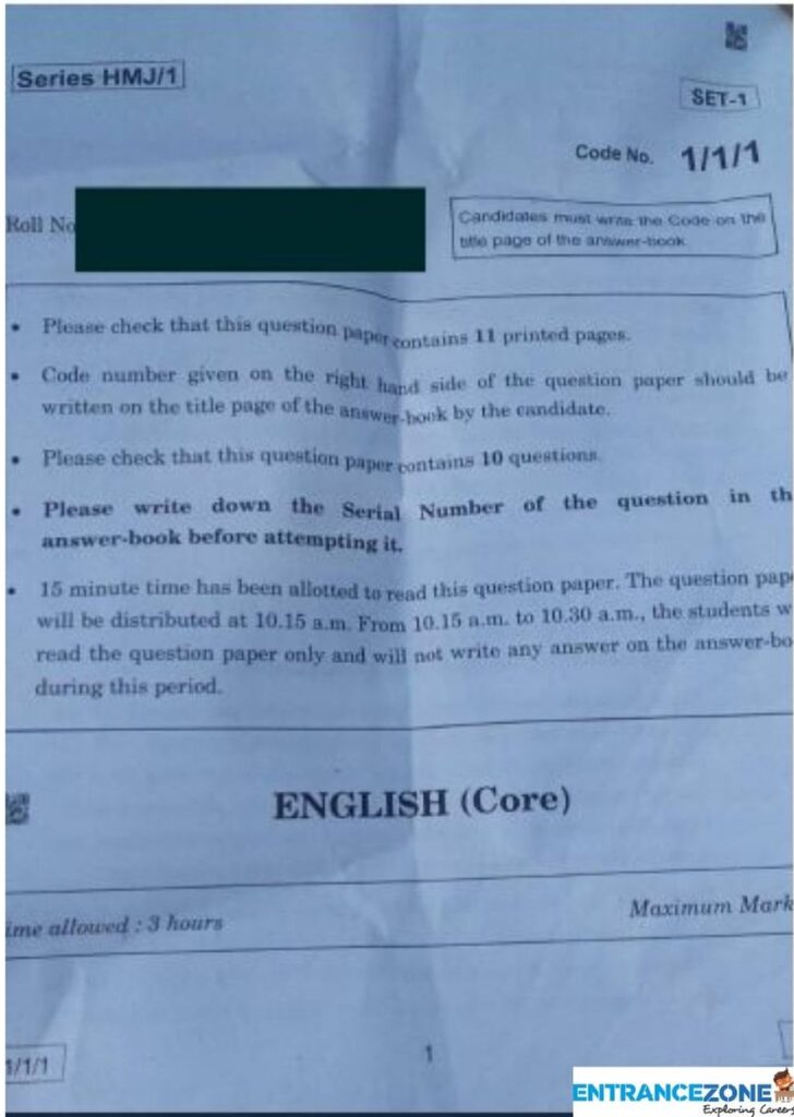 CBSE Class 12 English Board Exam 2023 Solved Question Paper - Admissions