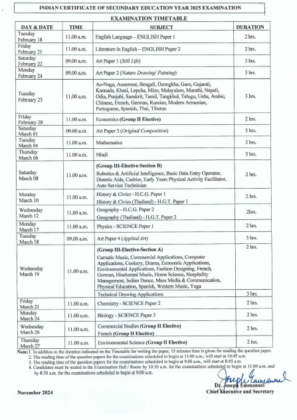ICSE 10th Date Sheet 2025: Check Exam Schedule and Timetable - Admissions