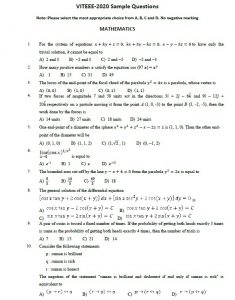 VITEEE 2022 Syllabus PDF: VIT University Sample Question Papers